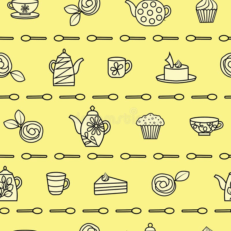 Yellow and Cream Afternoon Tea Theme Seamless Repeating Pattern Stock ...