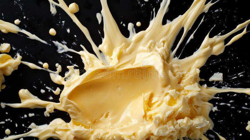 Yellow Cream Splash on Black Background Stock Illustration ...