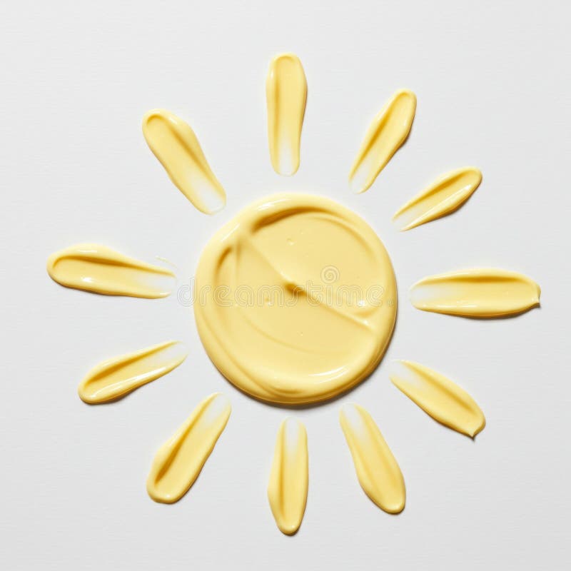 Yellow Cream Sun Shape on White Background Stock Illustration ...