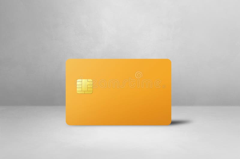 Yellow Credit Card on a White Concrete Background Stock Illustration ...