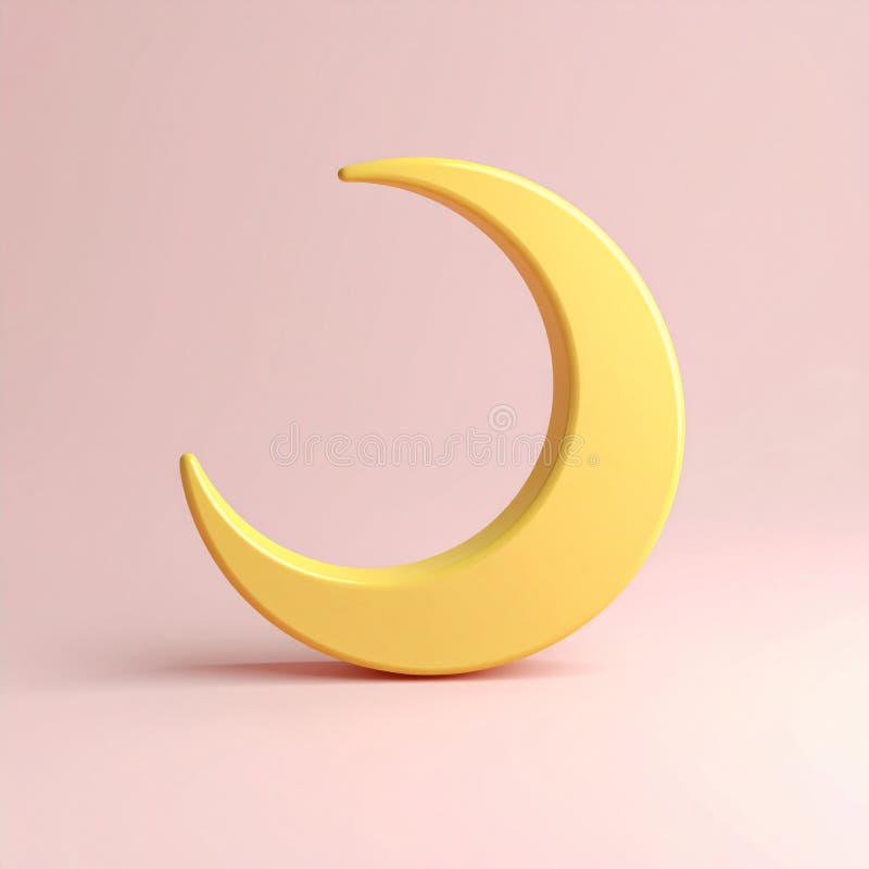 Yellow Crescent Moon on Pink Background Stock Illustration ...