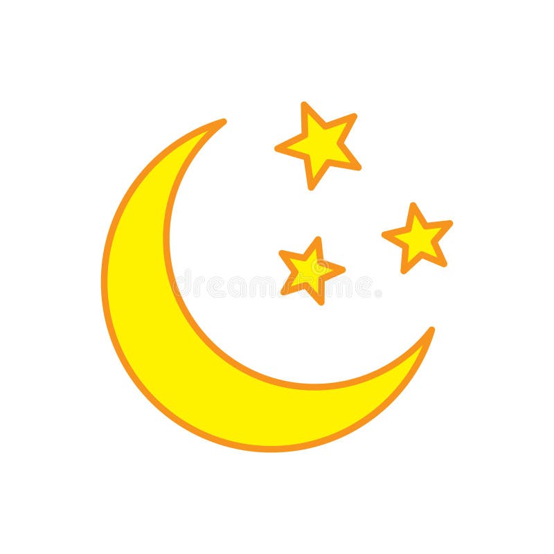 Yellow Crescent Moon Drawing