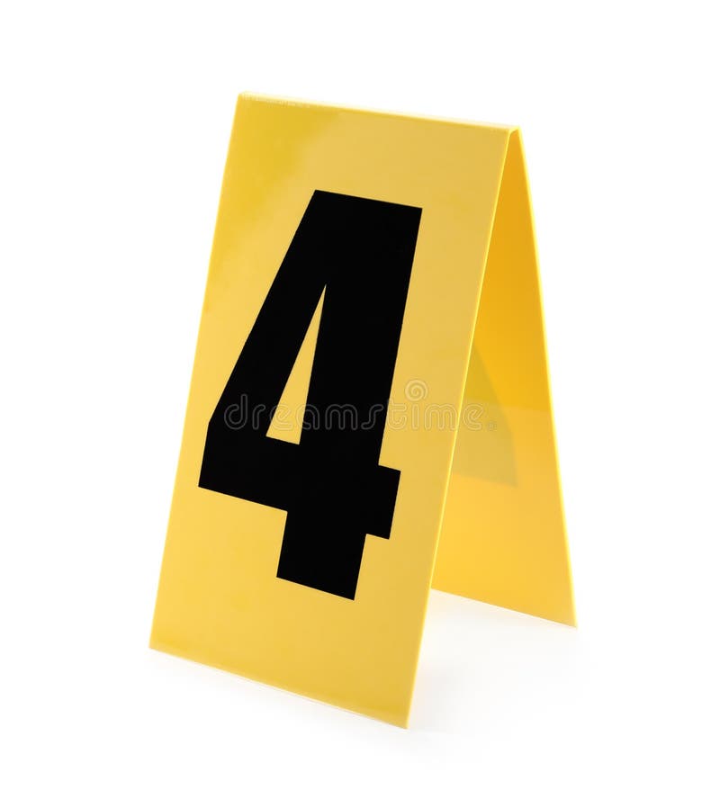 Yellow Crime Scene Marker with Number One on White Background Stock ...