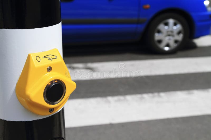 Yellow crosswalk button stock photo. Image of city, button - 18592734