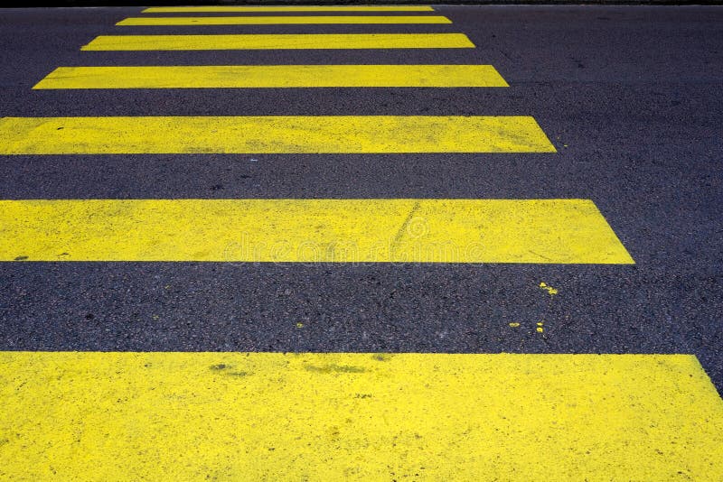 Yellow Crosswalk on the Street. Stock Photo - Image of intersection ...