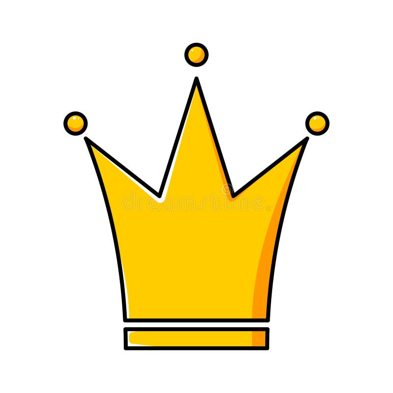 Yellow Crown with Black Outline. Vector Illustration, Cartoon Style ...