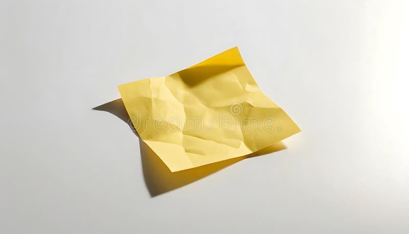Yellow Crumpled Paper Sheet on White Background for Creative Concept ...