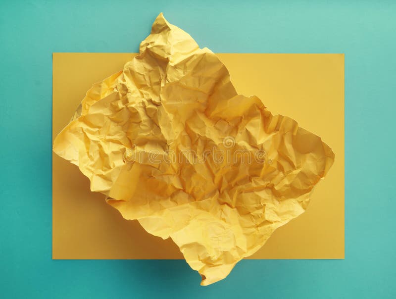 Yellow Crumpled Paper Texture Background, Yellow Paper with Blue Paper ...