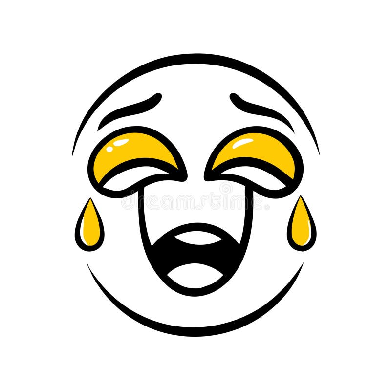 A yellow crying face emoji stock photo. Illustration of crying - 356801744