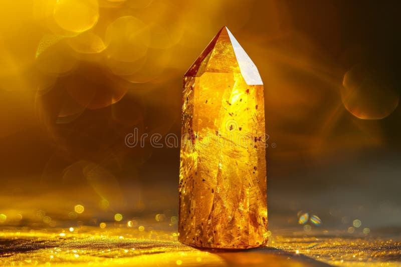 A Yellow Crystal is Sitting on a White Surface Stock Image - Image of ...