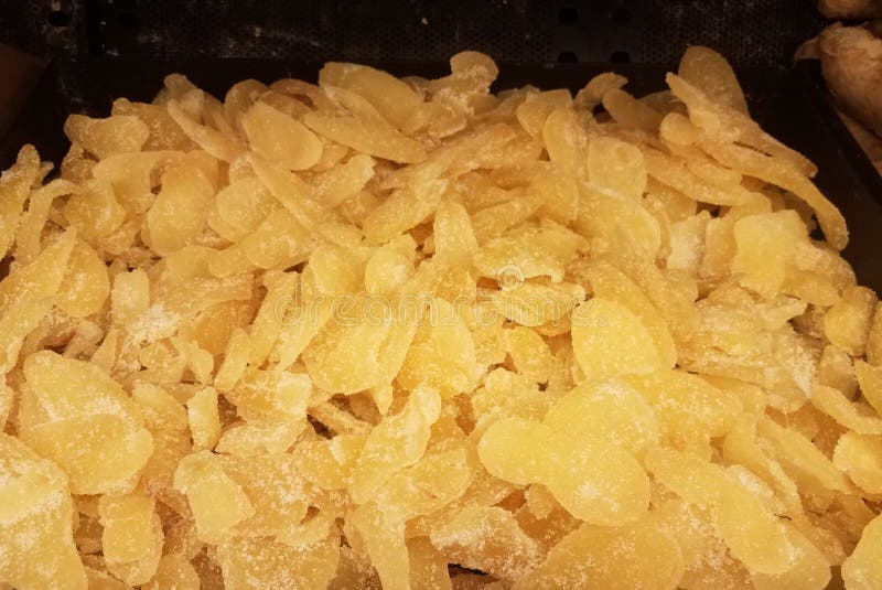 Yellow Crystallized Ginger Root with Sugar Crystals Stock Photo - Image ...