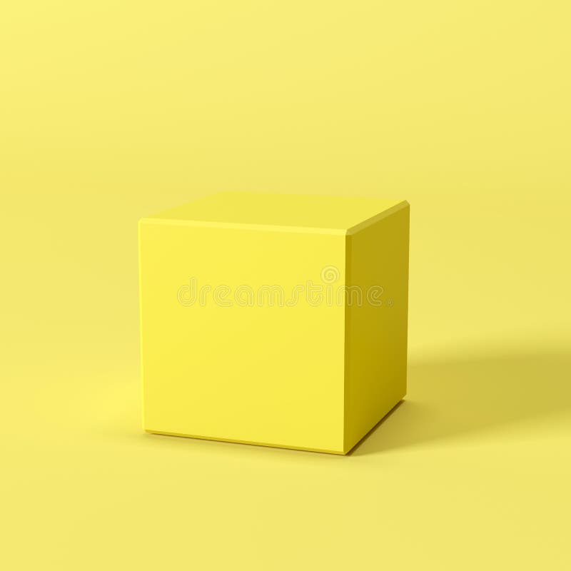Yellow Cube Box on Yellow Background. Stock Illustration - Illustration ...