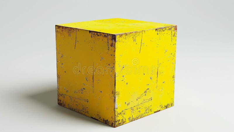 Yellow Cube 3D Illustration, Render. Simple Cube on a White Background ...
