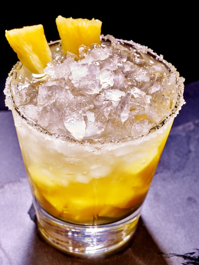 Yellow Cube Ice of Cold Drink with Pineapple on Stock Image - Image of ...
