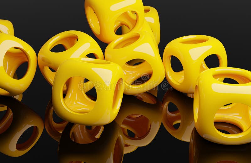 Yellow Cube Modern 3D Render Stock Illustration - Illustration of ...