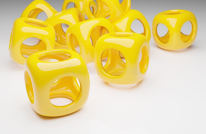 Yellow Cube Modern 3D Rendering on a White Stock Illustration ...