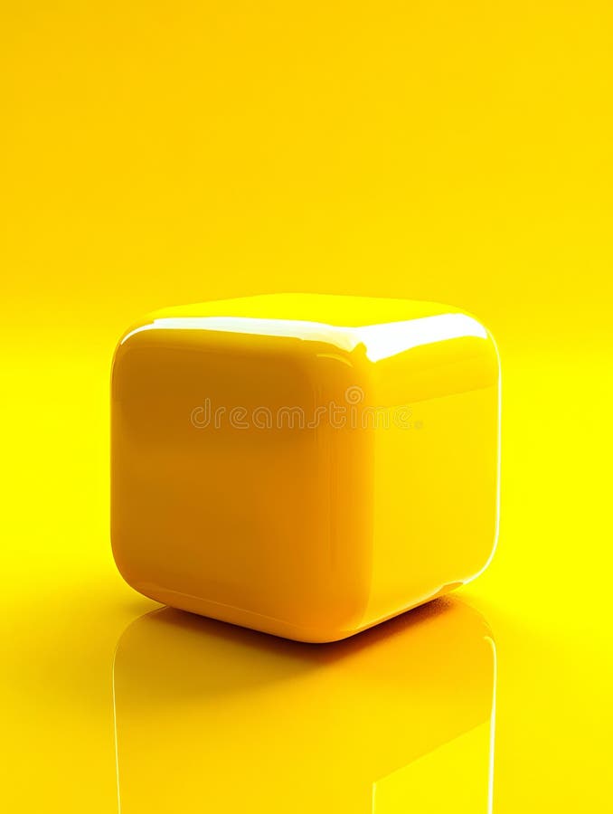 A Yellow Cube Sitting on Top of a Yellow Surface Stock Illustration ...