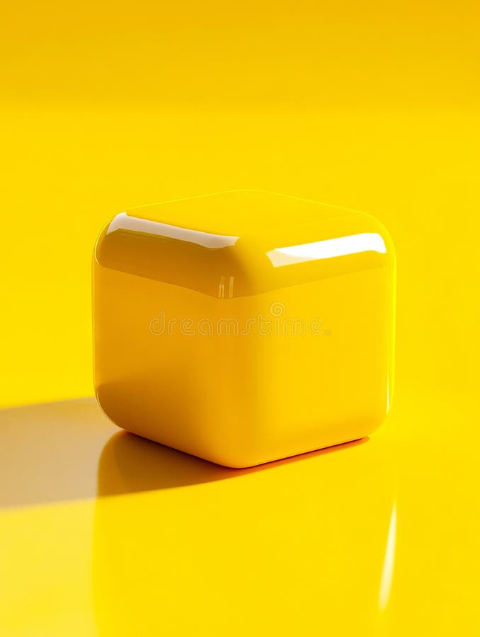 A Yellow Cube Sitting on Top of a Yellow Surface Stock Illustration ...