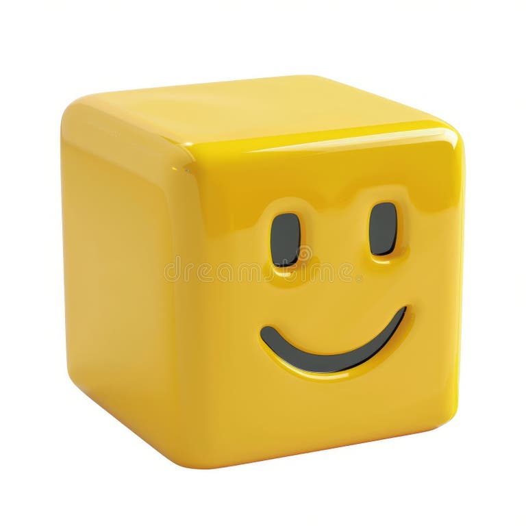 Yellow Cube with Smiley Face Stock Photo - Image of face, yellow: 312343762
