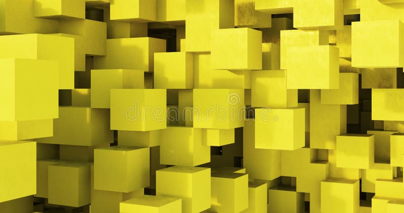Yellow Cubes Abstract Background, 3d Render Background Stock ...