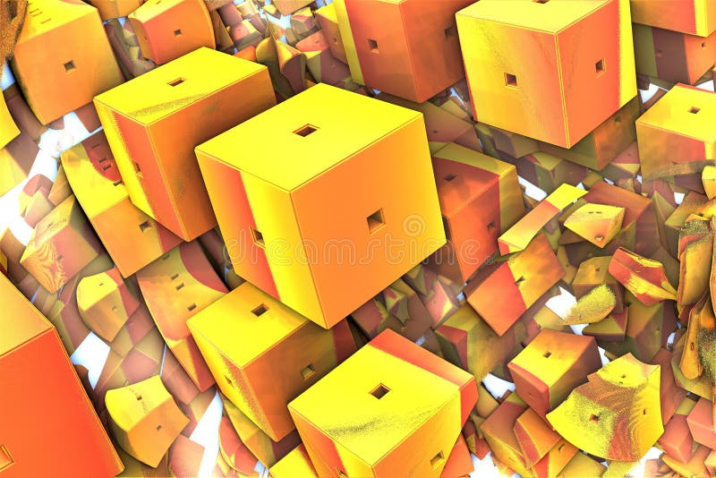 Yellow cubes fractal stock illustration. Illustration of powerful ...