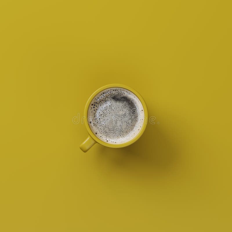 Yellow Cup of Coffee Isolated on a Yellow Background Stock Photo ...