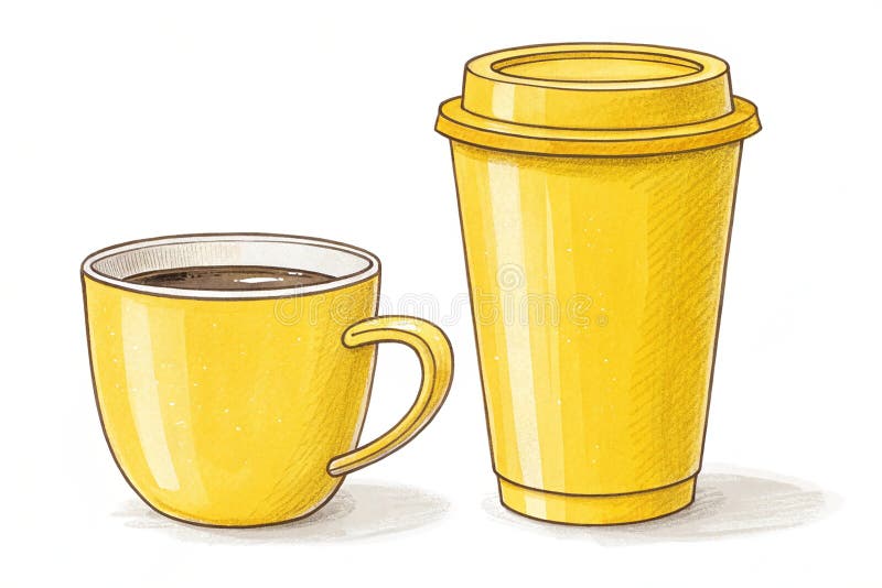 Yellow Cup. Yellow Coffee Mug on White Background Stock Illustration ...