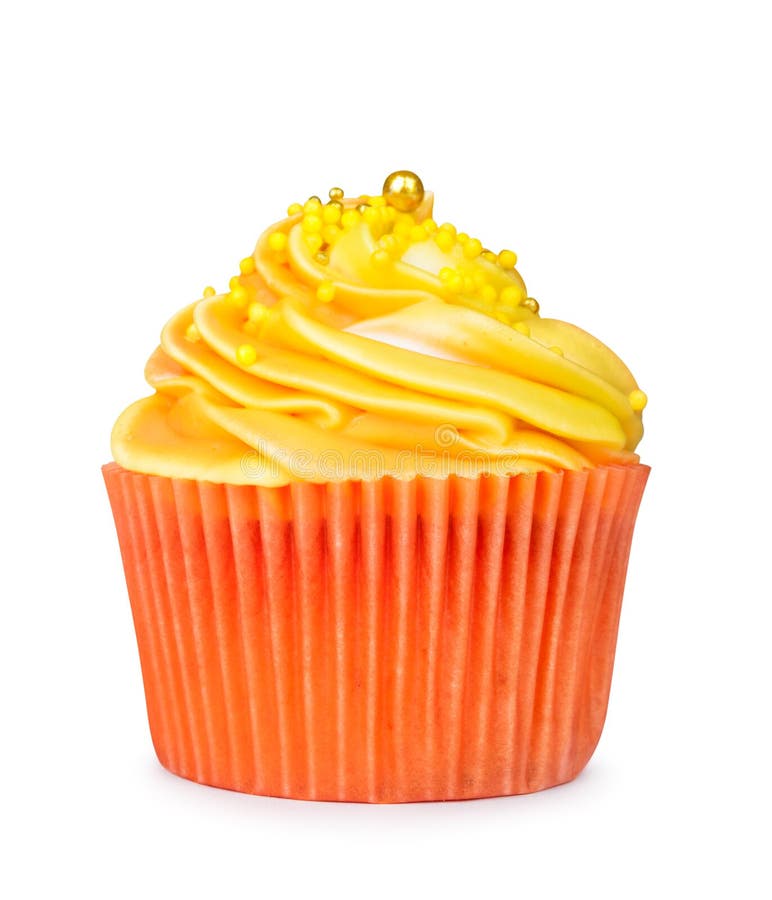 Yellow cupcake stock image. Image of cream, line, decoration - 56715947