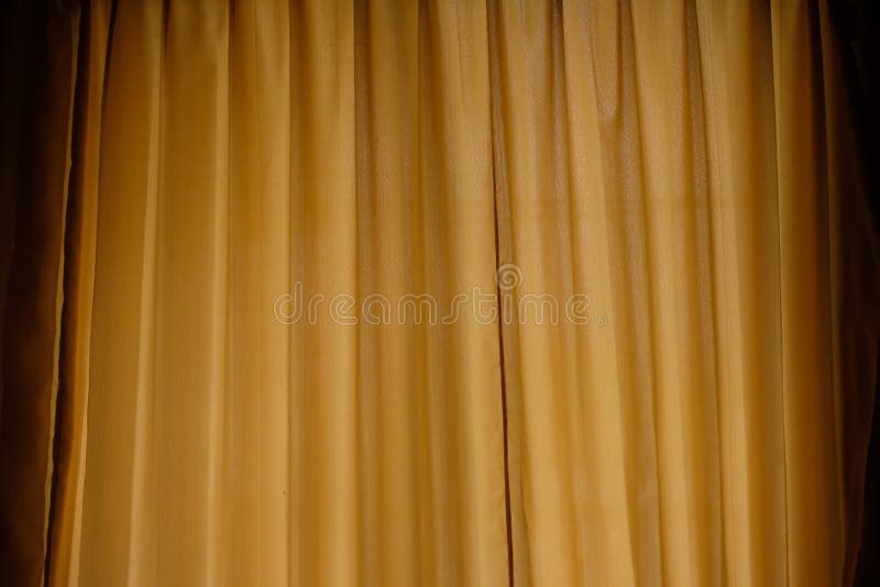 The Yellow Curtain Texture Hits the Light from Outside Stock ...