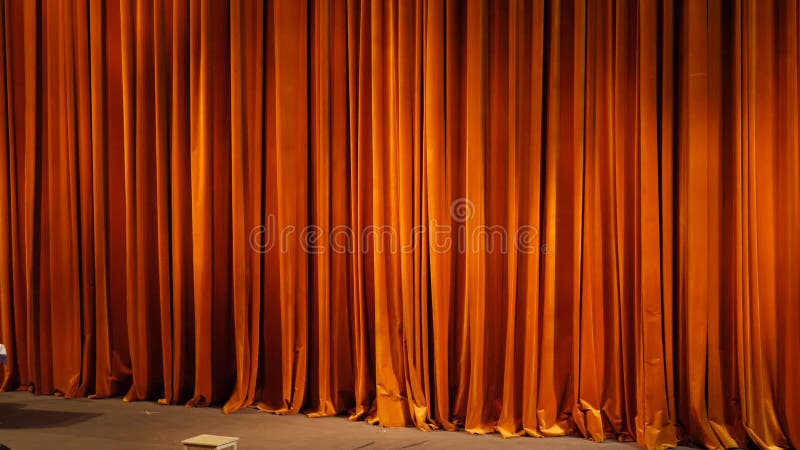 The Yellow Curtain. Theatrical Scenes with Light from the Spotlights in ...