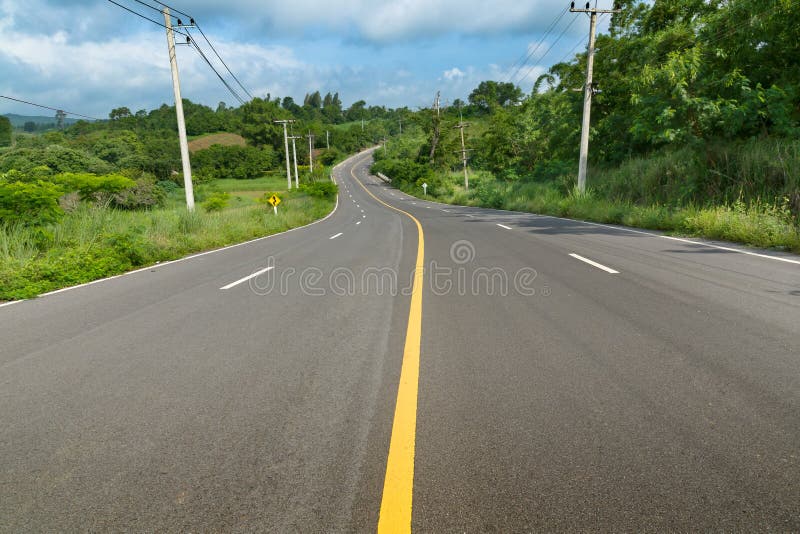 Yellow Curve Line on the Road Stock Photo - Image of lane, line: 25147784