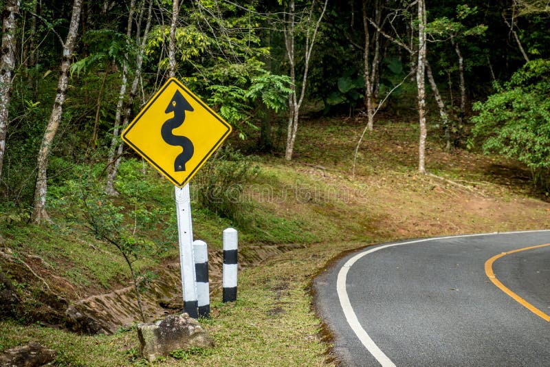Yellow curve road sign stock photo. Image of traffic - 84147882
