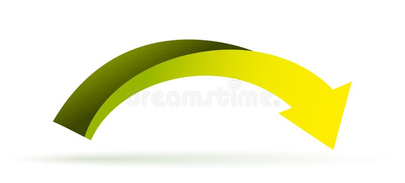 Yellow curved arrow stock vector. Illustration of direction - 248551715