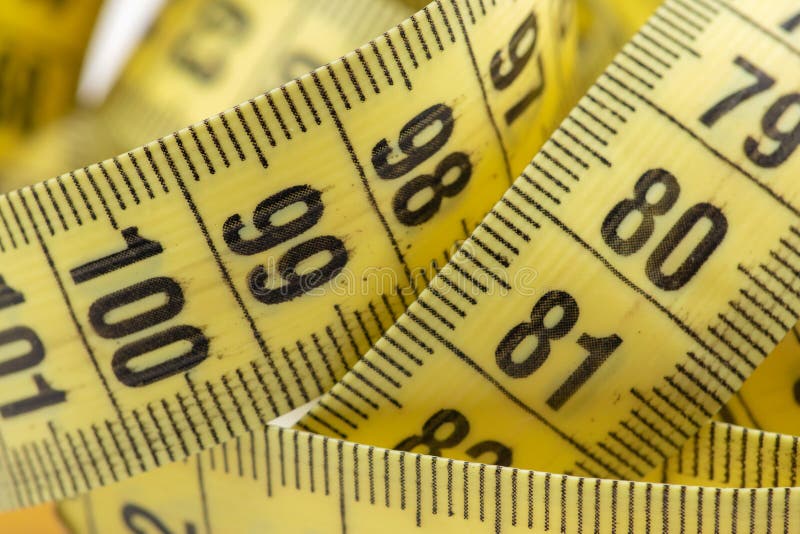 Yellow Curved Measuring Tape Close Up Stock Image - Image of millimeter ...