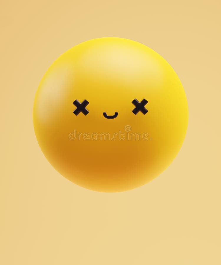 Joy Emoticon With A Funny Kawaii Face With Cross Eyes Stock