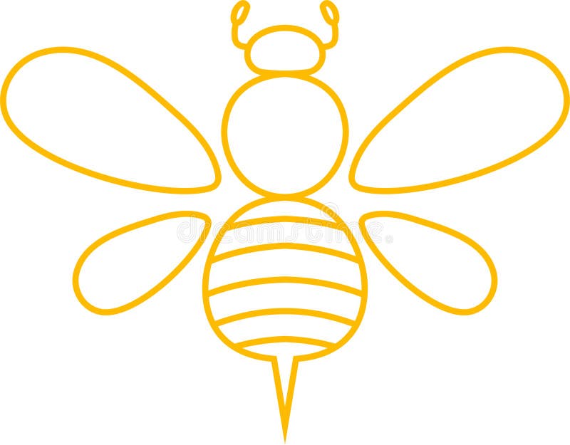 Yellow Cute bee outline stock vector. Illustration of simple - 198474697
