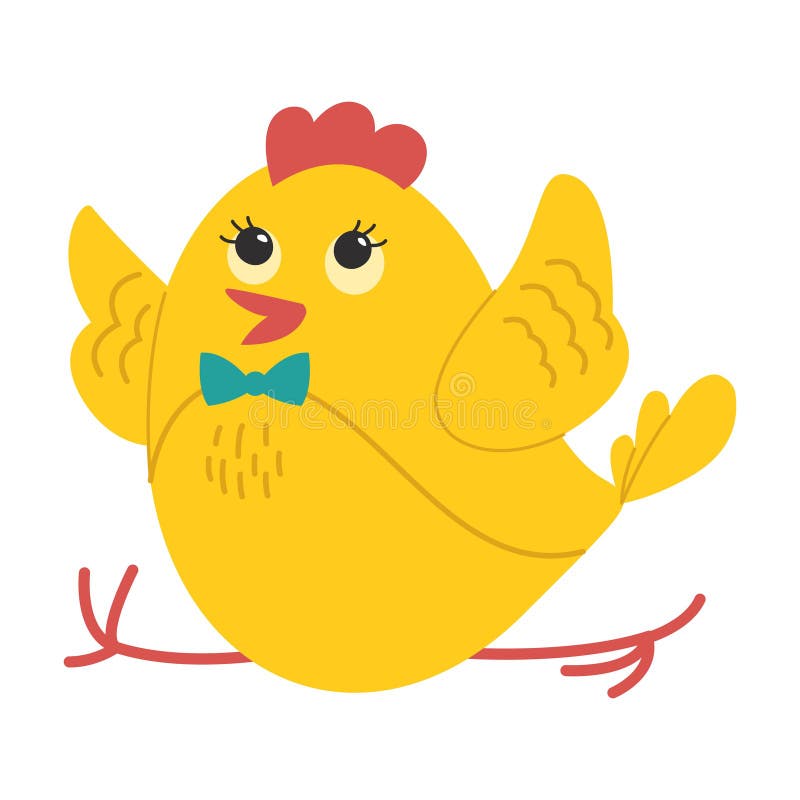 Yellow Cute Chicken Running. Vector Illustration. Cute Yellow Bird ...