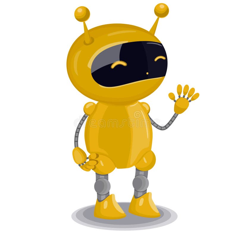 Yellow Cute Robot Isolated on White Background. Vector Graphics Stock ...