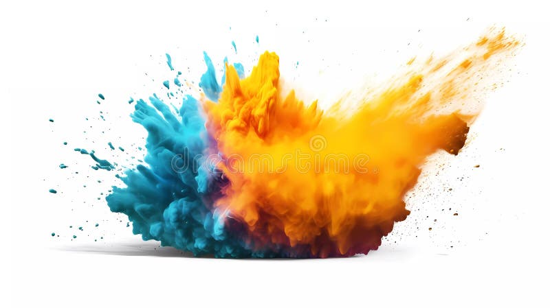 Yellow and Cyan Holi Powder Explosion. Generative Ai Design Stock ...