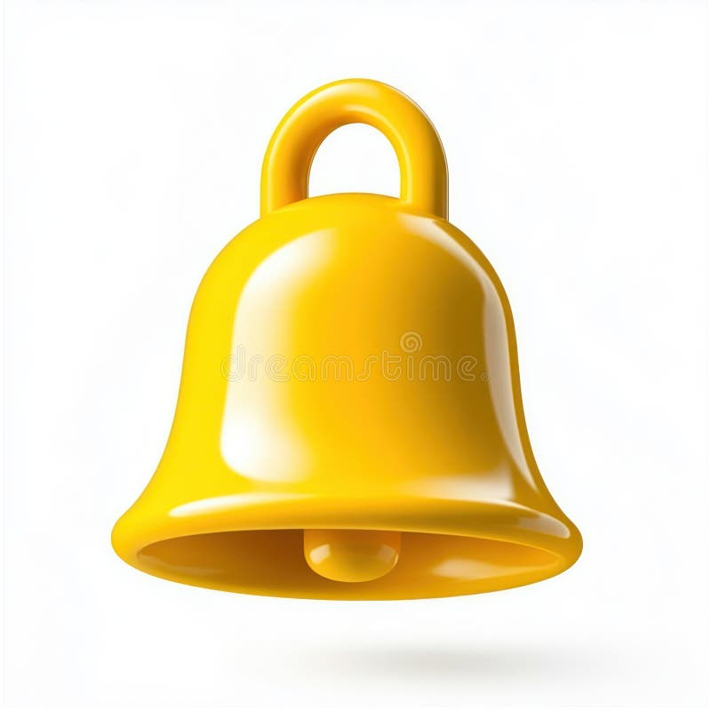 Yellow 3D Bell Icon with Glossy Finish Stock Illustration ...