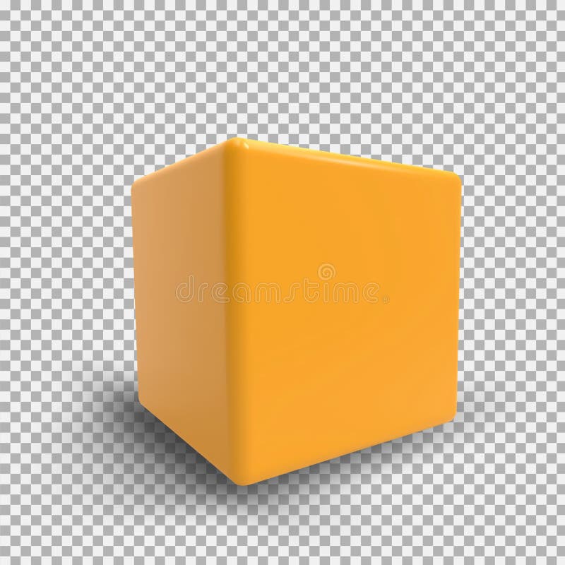 Yellow 3D Cube.Realistic Square for Design.Vector Illustration Stock ...