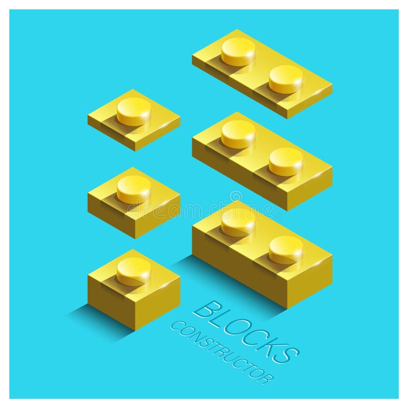 Yellow 3d Isometric Constructor from Building Lego Bricks Stock Vector ...