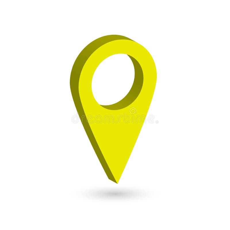 Yellow 3D Map Pointer with Dropped Shadow on White Background. EPS10 ...