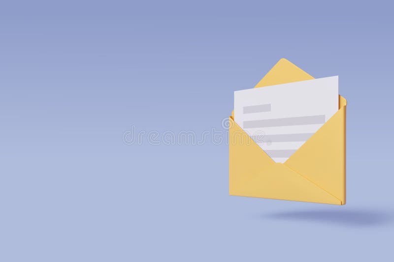 Yellow 3d Open Mail Envelope Stock Vector - Illustration of spam ...