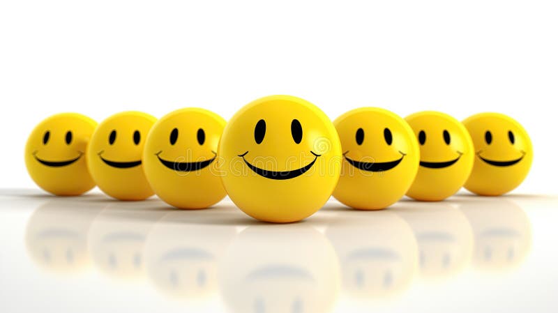 Yellow 3d Realistic Emojis. 3d Smile Emoticons Standing in Row ...