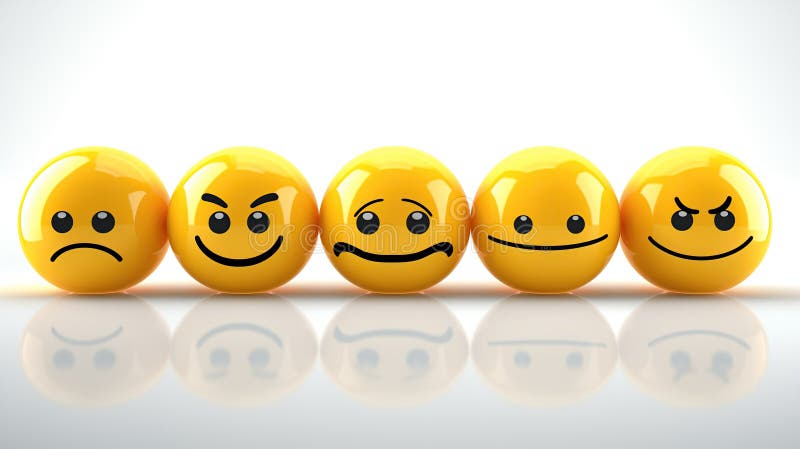 Yellow 3d Realistic Emojis. 3d Smile Emoticons Standing in Row ...