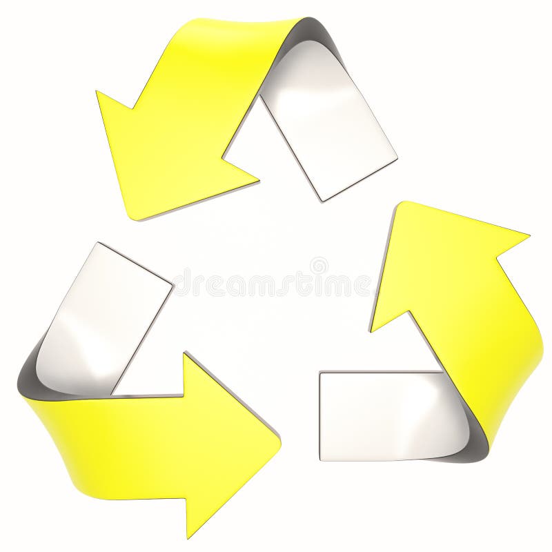Yellow 3D recycling logo stock illustration. Illustration of paper ...