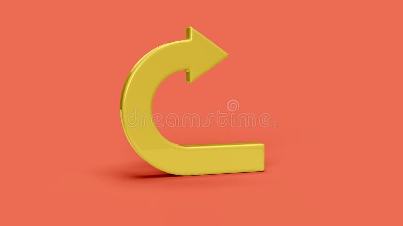 Yellow 3D Return Symbol on Red Backdrop Stock Illustration ...