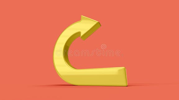 Yellow 3D Return Symbol in the Red Scene, Bottom View Stock ...