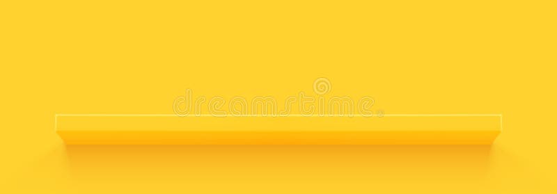 Yellow 3d Shelf on the Wall. Wooden Horizontal Realistic Empty Shelf ...